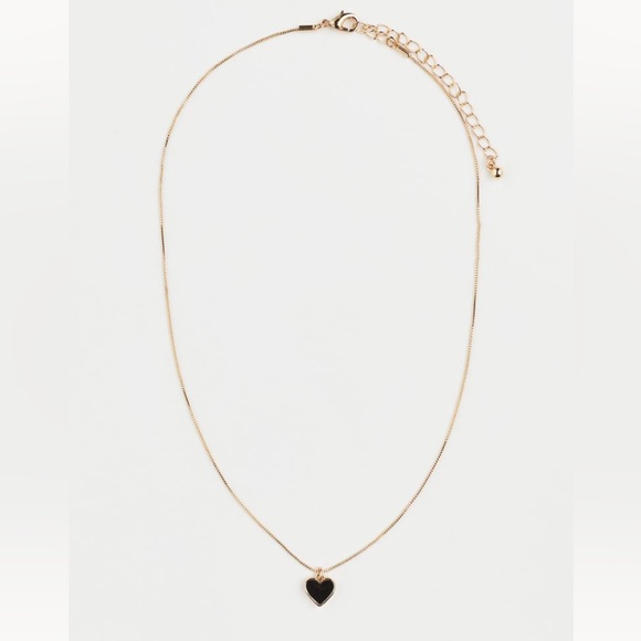 H&M | Jewelry | Heart Necklace In Black And Gold | Poshmark